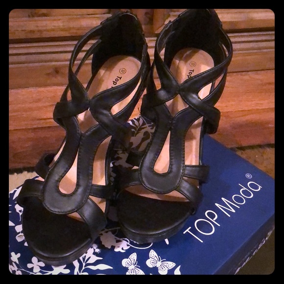 TOP Moda | Shoes | Black Top Moda Wedge Heels | Poshmark
